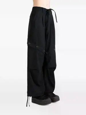 Y3 Button-embellished Drawstring-hem Trousers