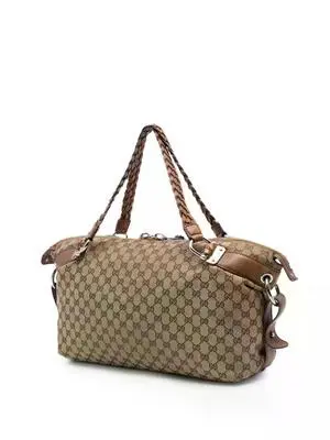 Gucci 2016-2026 Medium Gg Canvas Bamboo Bar Tote Bag - Neutrals