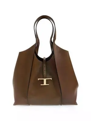 TOD'S T Timeless Leather Shoulder Bag - Brown