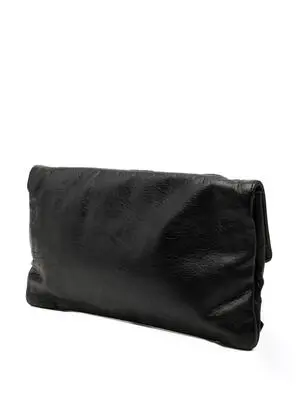 Balenciaga Lambskin Leather Motocross Giant 21 Envelope Clutch Bag - Black