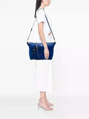 Prada Saffiano Trimmed Nylon Zip Top Convertible Tote - Blue
