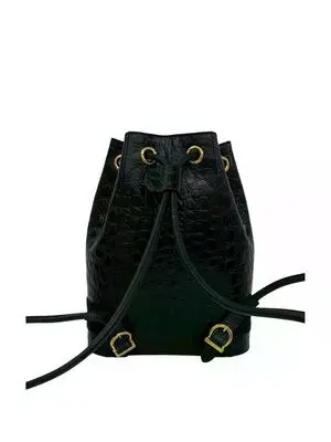 FERRAGAMO 1990-2000 Embossed Leather Vara Drawstring Backpack