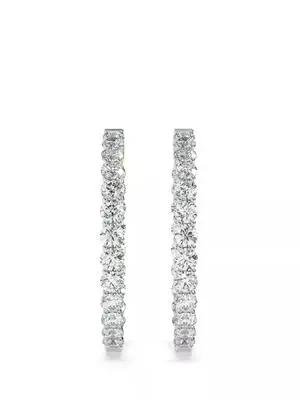 Diamond Essentials 14k White Gold Diamond Hoop Earrings - Silver