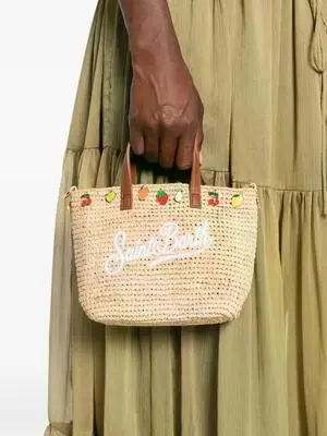MC2 SAINT BARTH Raffia Tote Bag With Fruit Charms - Neutrals