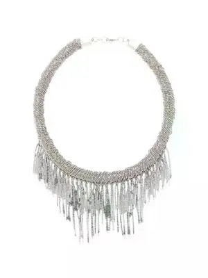 Fabiana Filippi Beaded Fringe Necklace - Silver
