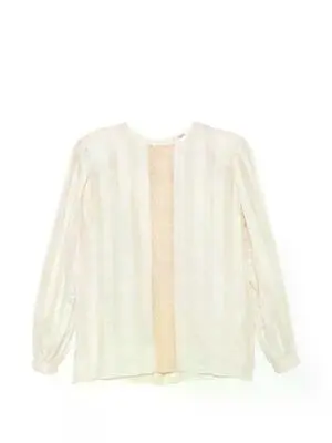 Valentino Garavani 1980s Lace-panel Striped Blouse - Neutrals