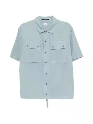 C.P. COMPANY Logo-embroidered Short-sleeve Overshirt - Blue