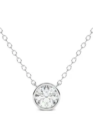 DIAMOND ESSENTIALS 1.0 Carat Solitaire Bezel-set Round-cut Diamond Necklace In 14k White Gold