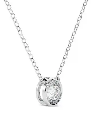 DIAMOND ESSENTIALS 1.0 Carat Solitaire Bezel-set Round-cut Diamond Necklace In 14k White Gold