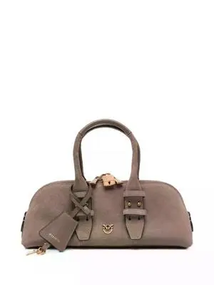 Pinko Love Birds-plaque Suede Tote Bag - Brown