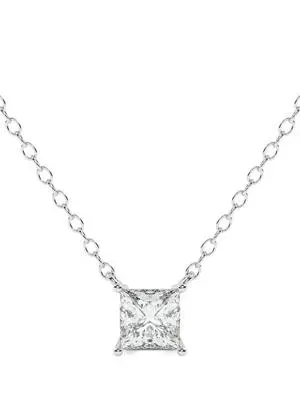 DIAMOND ESSENTIALS Princess-cut Diamond Solitaire Necklace - Silver