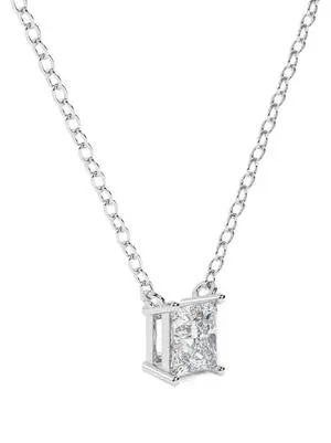 Diamond Essentials Princess-cut Diamond Solitaire Necklace - Silver