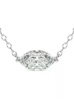 DIAMOND ESSENTIALS 14k White Gold Marquise-cut Laboratory-grown Diamond Necklace - Silver