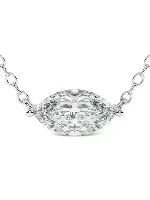Diamond Essentials 14k White Gold Marquise-cut Laboratory-grown Diamond Necklace - Silver