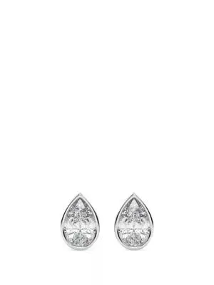DIAMOND ESSENTIALS 14k White Gold Pear-cut Diamond Bezel-set Earrings - Silver
