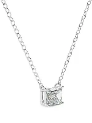 DIAMOND ESSENTIALS Lab-grown Diamond Emerald-cut Necklace In 14k White Gold - Silver