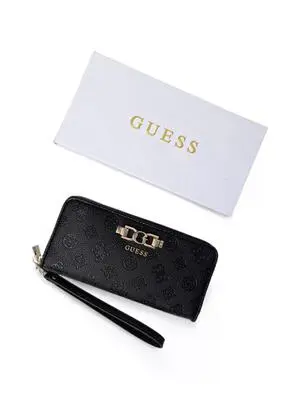 Guess Anise Monogram-debossed Logo-plaque Wallet - Black