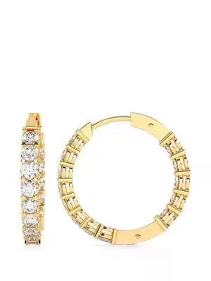 Diamond Essentials 14k Yellow Pavé-set Diamond Hoop Earrings