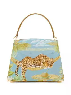 FERRAGAMO Leopard Print Gancini Flip-lock Shoulder Bag - Green