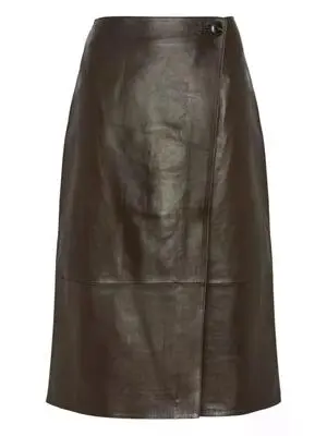 YVES SALOMON Leather Panel Midi Skirt