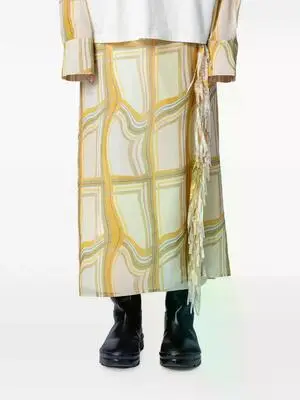 MULLER OF YOSHIOKUBO Liminal Check Fringe-trim Skirt - Neutrals