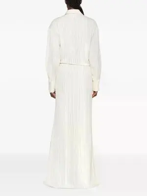DONDUP Pinstripe-print Draped Maxi Gown