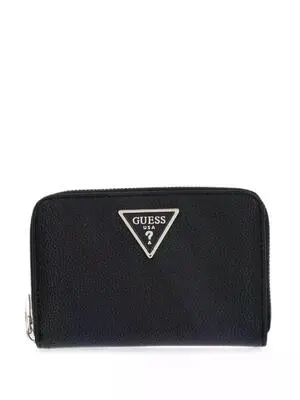 Guess Logo-plaque Zip-around Wallet - Black