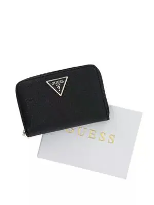 Guess Logo-plaque Zip-around Wallet - Black
