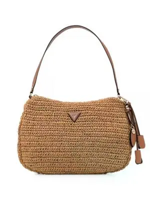 Guess Ofelia Woven Logo-plaque Shoulder Bag - Neutrals