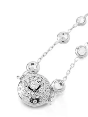 Guess Sparks Crystal-embellished Logo-plaque Bracelet - Silver