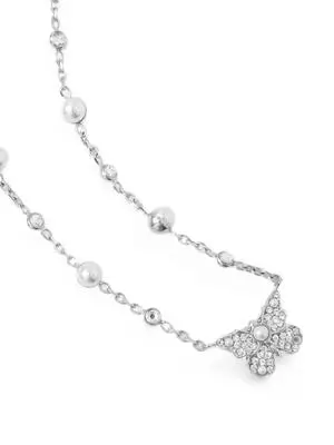 Guess Butterfly Faux-pearl Necklace - Silver
