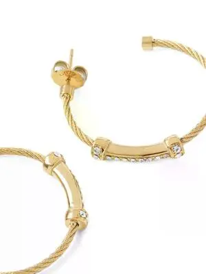Guess Crystal-embellished Cable-link Hoop Earrings