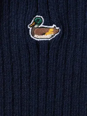 EDMMOND STUDIOS Duck Logo Ribbed Crew Socks - Plain Navy