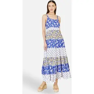 YUMI Patchwork Print Tiered Maxi Dress