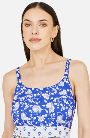 YUMI Patchwork Print Tiered Maxi Dress