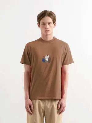 EDMMOND STUDIOS Avant Garde Printed T-shirt Plain Brown