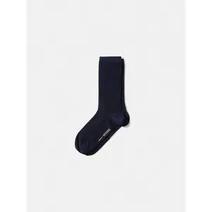 EDMMOND STUDIOS Textured Crew Socks - Plain Navy