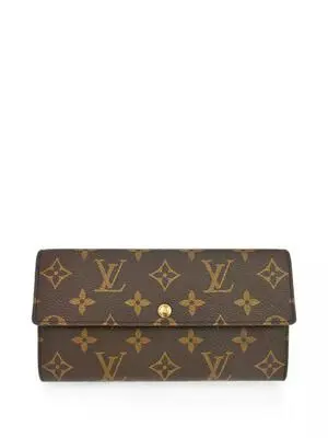 LOUIS VUITTON 1996 Monogram Porte Monnaie Credit Wallet - Brown