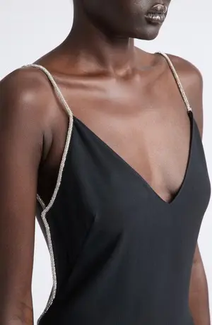 TOM FORD Crystal Chain Strap Open Back Satin Gown