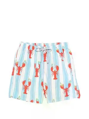 MC2 SAINT BARTH Gustavia Lobster-print Striped Swim Shorts - White