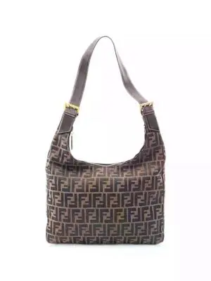 Fendi 2010s Zucca Leather One Shoulder Bag - Brown