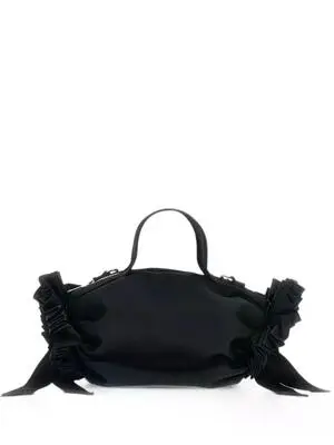 Simone Rocha Beaded-rosette Ribbon-detail Clutch Bag - Black