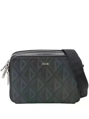 Dior 2000-2026 Coated Canvas Cd Diamond Messenger Pouch Crossbody Bag - Black