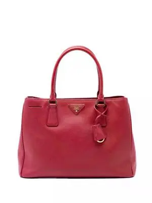 Prada 2010-2026 Medium Saffiano Lux Galleria Tote Satchel - Red