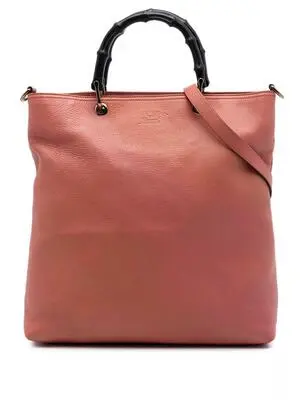 Gucci 2016-2026 Tall Calfskin Bamboo Shopper Tote Satchel - Pink