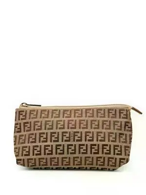 Fendi 1990-2000 Zucchino Canvas Pouch - Brown