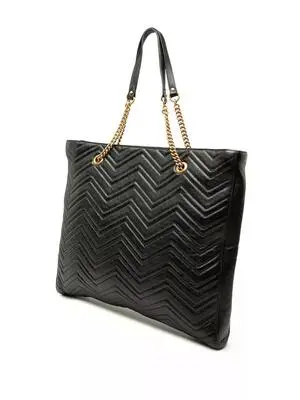 Gucci 2016-2026 Large Gg Marmont Matelasse Calfskin Slim Tote Bag - Black