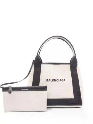 Balenciaga Navy Cabas Tote Bag - Neutrals