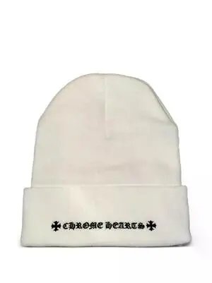 Chrome Hearts Logo Embroidered Beanie Hat - White