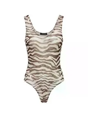 TOCCIN Wyatt Zebra-print Sleeveless Bodysuit